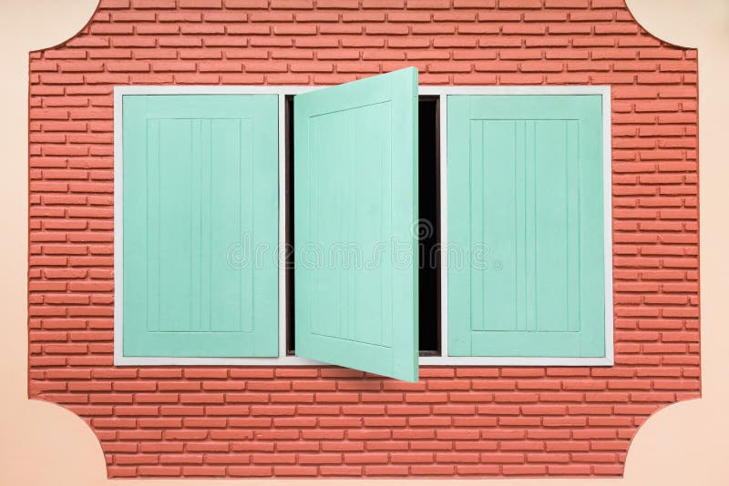 Teal wooden window stock image. Image of outside, wall - 29030601