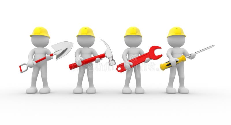 3D Workers - Team of work stock illustration. Illustration of plumber ...