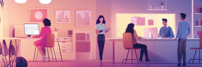 A Team is Actively Engaged in Different Tasks at Their Computers ...