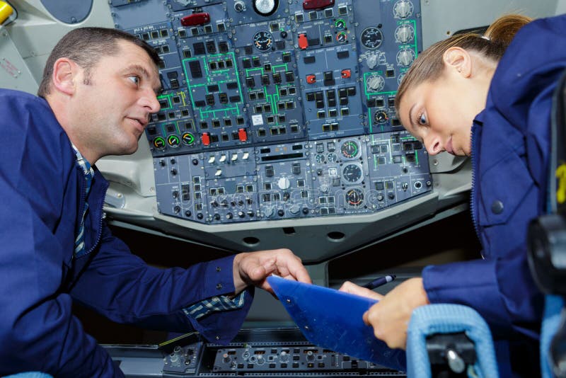 Team Aircraft Panel Technicians Stock Image - Image of plane, duty ...