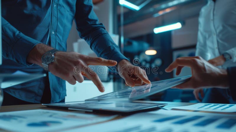 Team Analysis Using Digital Tablet.AI Generated Image Stock Image ...