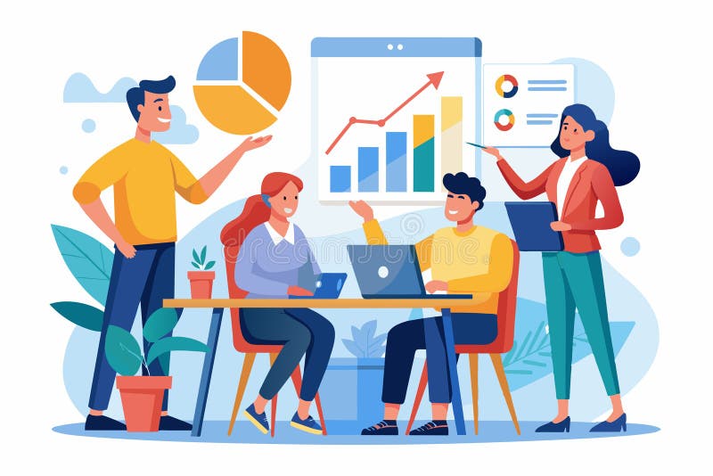 A Team Analyzes Growth Charts and Discusses Data Insights in a Modern ...