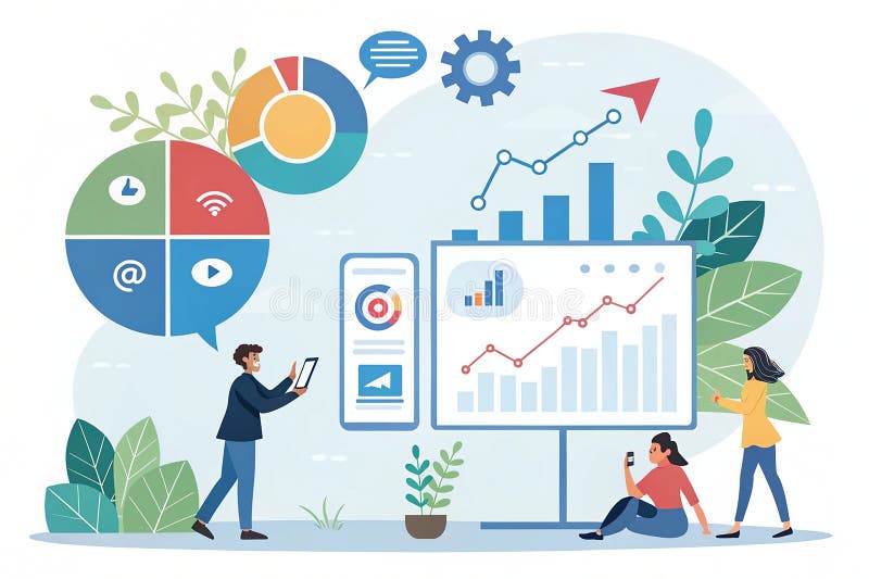 Team Analyzing Data and Business Statistics on a Whiteboard and Using ...