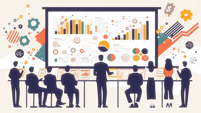 Team Analyzing Data Charts during a Business Meeting Presentation Stock ...