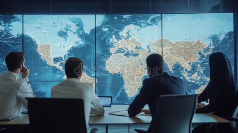 Global Business Team Analyzing Data Interactive World Map Stock Photos - Free & Royalty-Free ...