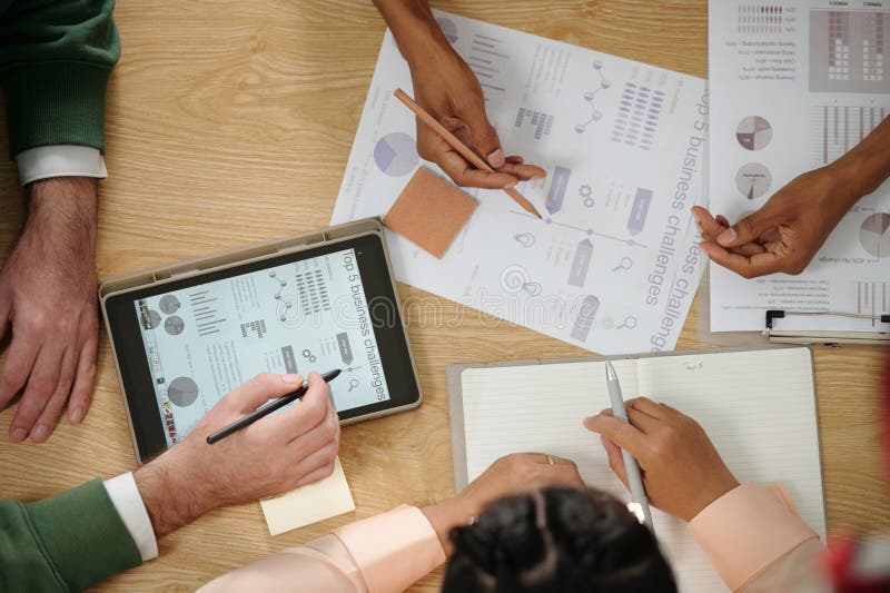 Team Analyzing Marketing Reports Stock Image - Image of statistics ...