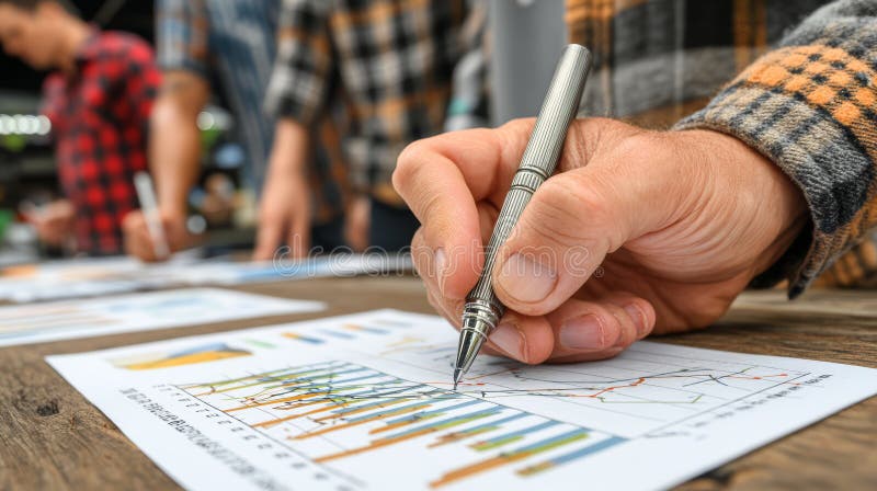 Team Analyzing Risk Probability with Charts and Data on Table during ...