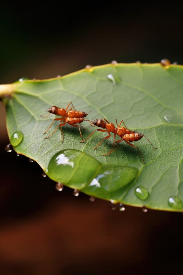Team of Ants Carrying a Leaf Together Stock Illustration - Illustration ...