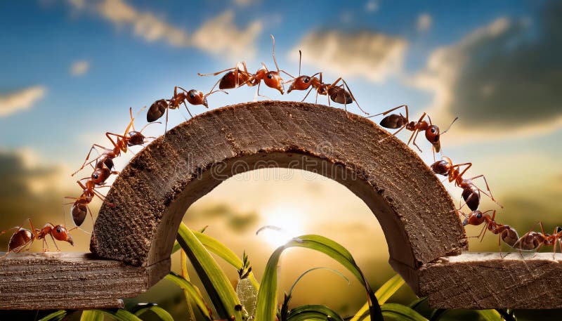A Team of Ants Constructing a Bridge Diligent Ant Colony in Vibrant ...
