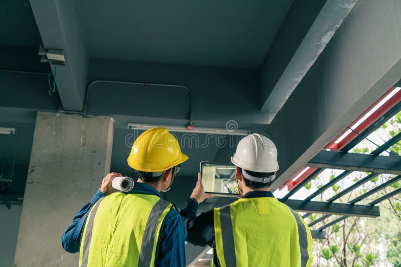 Team Architect Working Use BIM Technology and Digital Construction ...