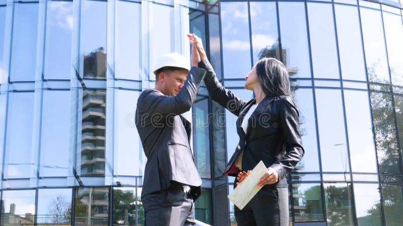 Team of Architects and Engineer in Group on Construciton Site Check ...