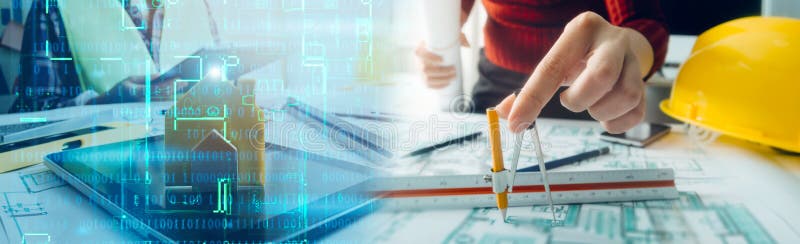 Team of Architects or Engineering Consulting and Analyzing Working on ...