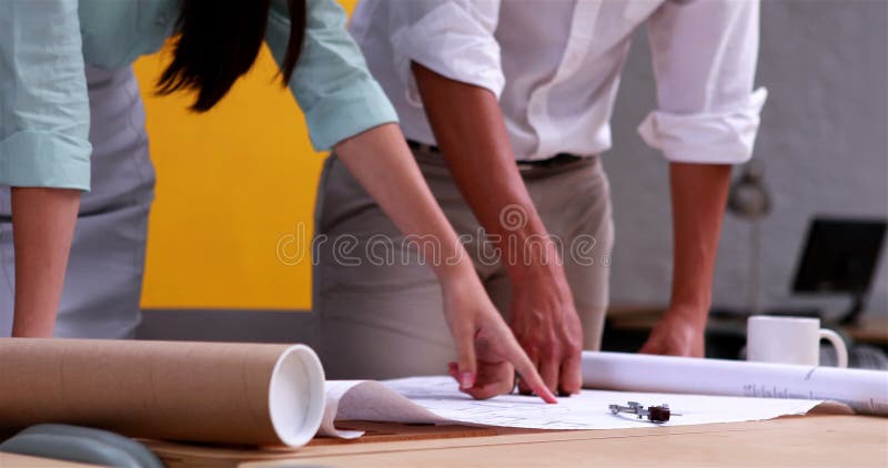 Architects Studying House Construction Blueprint Using Ruler 4k Movie ...