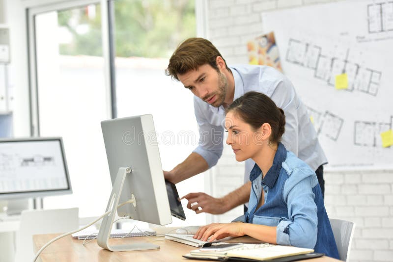 Team of Architects Working on Computer Stock Image - Image of engineer ...