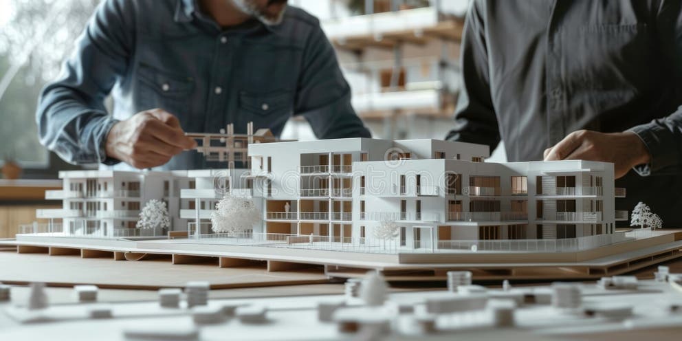 A Team of Architects is Working on a Layout of a Modern Residential ...