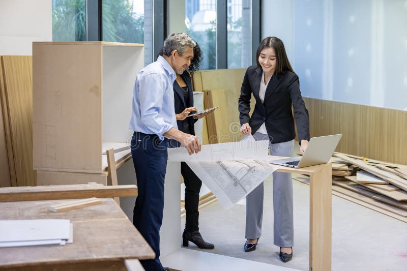 Team of Architectures, Engineer, Interior Designer and Businessmen ...