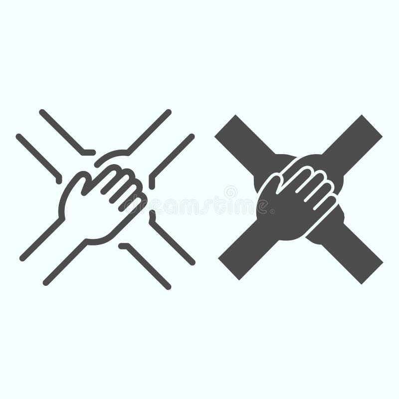 Team Hands Line and Solid Icon. Teamwork Vector Illustration Isolated ...