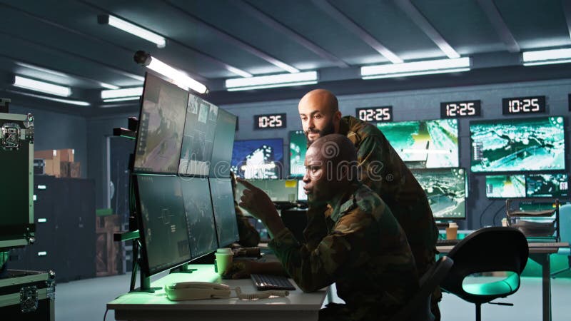 Team of Army Telecommunications Operators Using Radio and Satellite ...