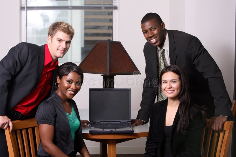 Team Around Computer Looking Stock Photo - Image of diverse, corporate ...