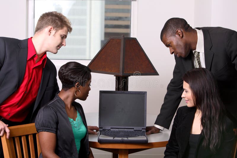 Team Around Computer Looking Stock Photo - Image of diverse, corporate ...