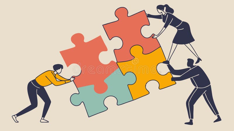 Team Assembling Puzzle, Collaboration and Problem-Solving, Vector Design Generative AI Stock ...