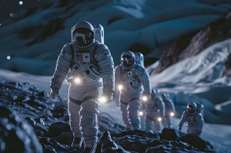 A Team of an Astronauts on a Planet Stock Photo - Image of aerospace ...