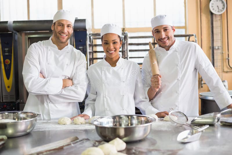 Team of Bakers Preparing Dough Stock Image - Image of caucasian, hotel ...