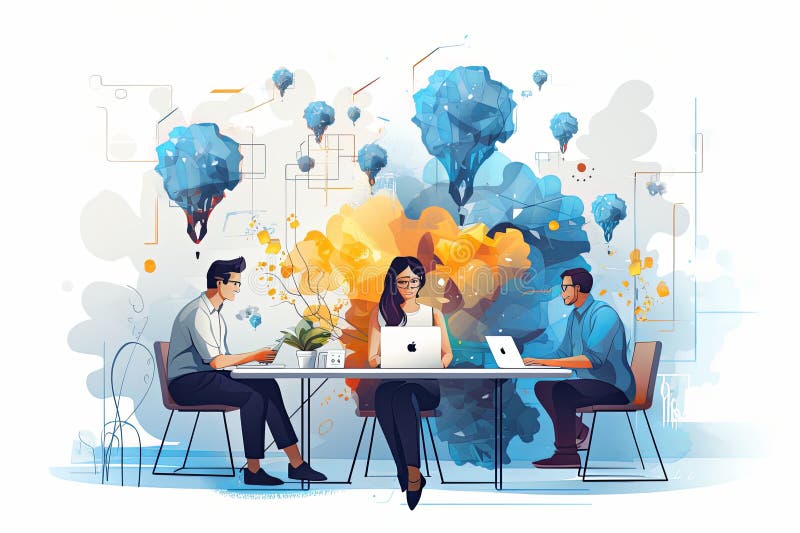 Team Brainstorming with Business People Working in the Office Modern ...