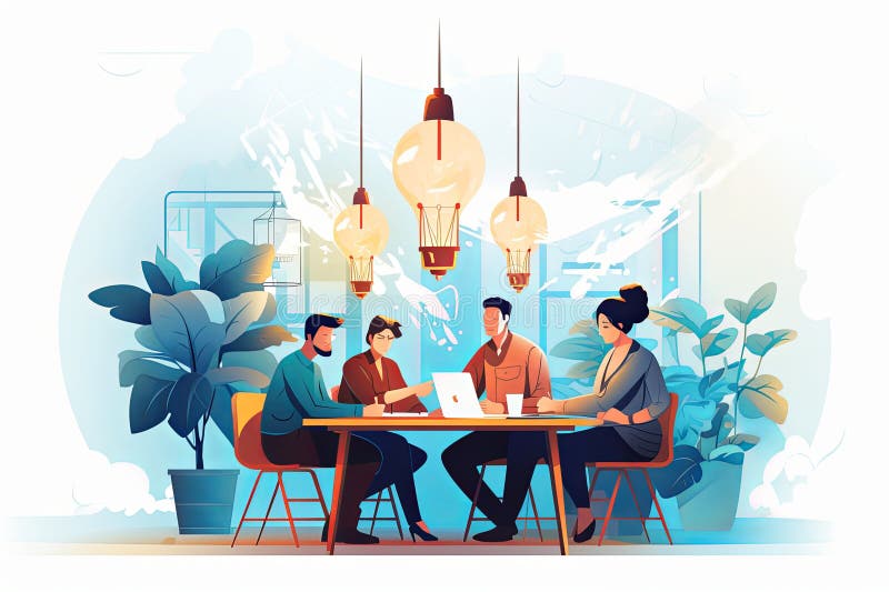 Team Brainstorming with Business People Working in the Office Modern ...