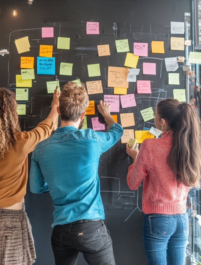 Team Brainstorming on Chalkboard Stock Illustration - Illustration of ...