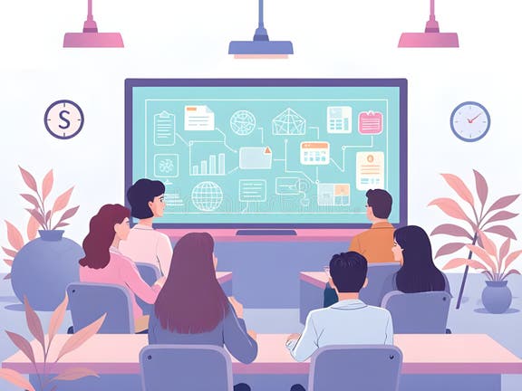 A Team Brainstorming Innovative Ideas on a Large Interactive Whiteboard ...