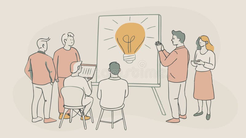 Team Brainstorming Session New Ideas Lightbulb Concept Illustration ...