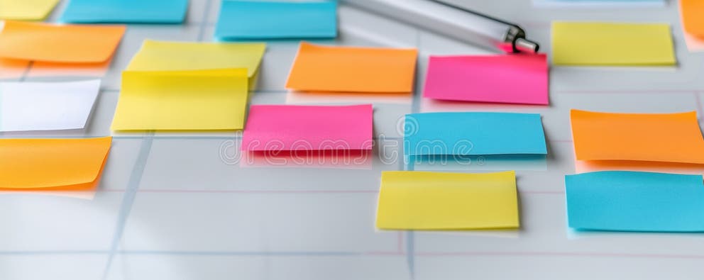 Team Brainstorming Solutions with Sticky Notes on a Whiteboard ...