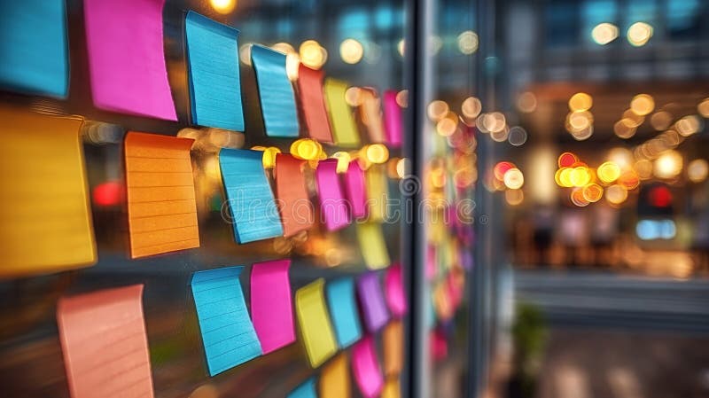 Team Brainstorming with Sticky Notes on Clear Glass for Creative ...