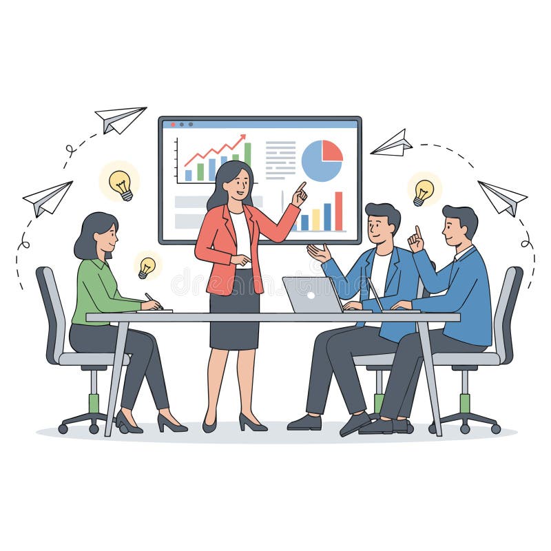 Team Brainstorming Vector Illustration Stock Vector - Illustration of ...