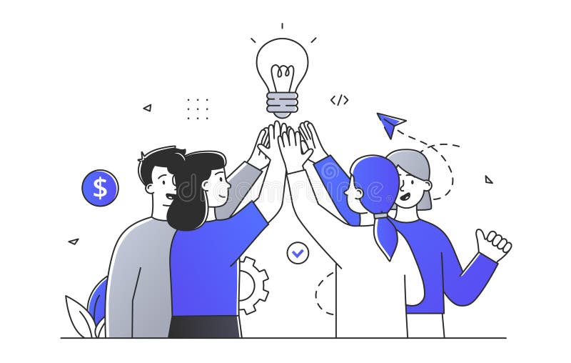 Team Brainstorming Vector Simple Stock Vector - Illustration of ...