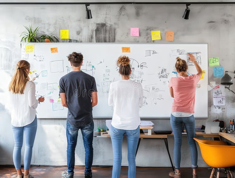 Team Brainstorming on Whiteboard Stock Photo - Image of office ...