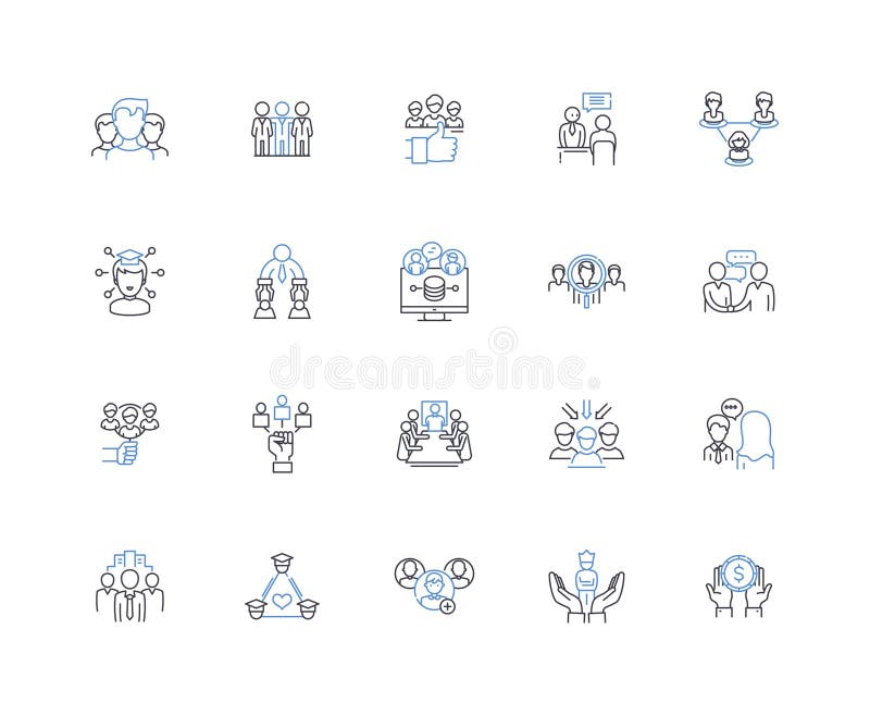 Team Builder Line Icons Collection. Collaboration, Trust, Communication ...