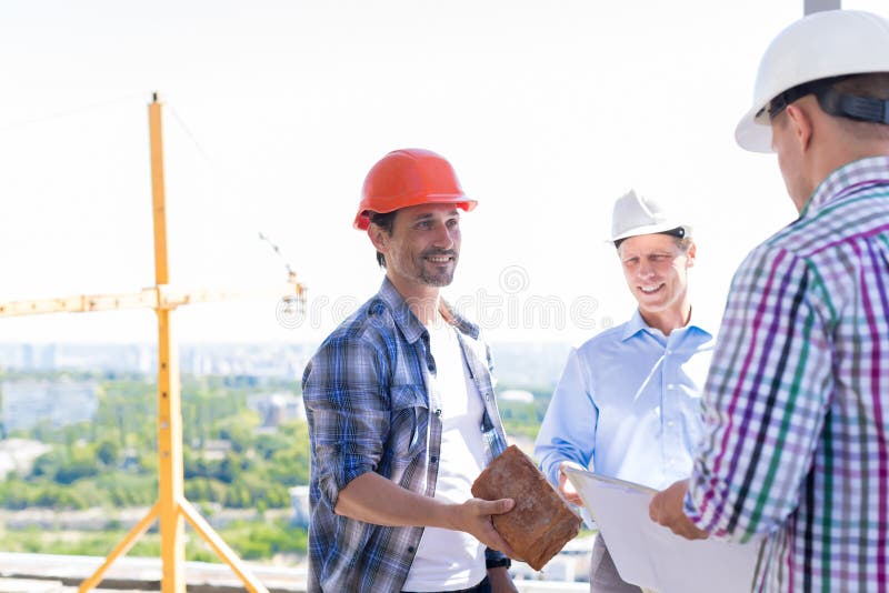 Team of Builders Happy Smiling Take Selfie Photo during Meeting with ...
