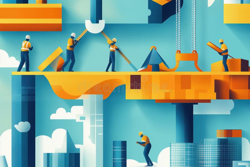 Team of Builders and Industrial Workers. Contractors Working on a Project. Colleagues in Uniform ...