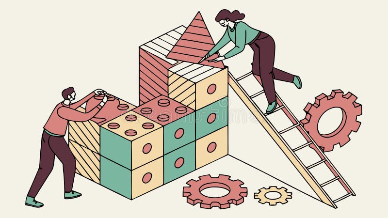 Team Building Blocks, Collaboration and Constructive Development, Vector Design Generative AI ...