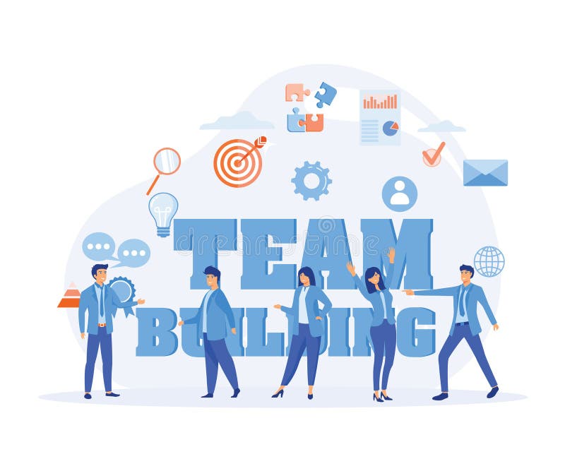 Team Building Business Concept, People Surrounded with Big Words Team ...
