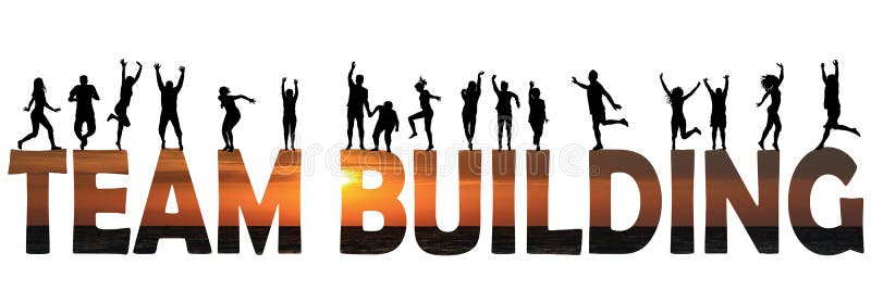Team Building Concept with Happy People Silhouettes Stock Illustration ...