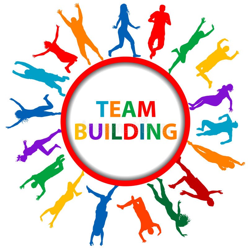 Team Building Concept with Silhouette of Men and Women Stock Vector ...