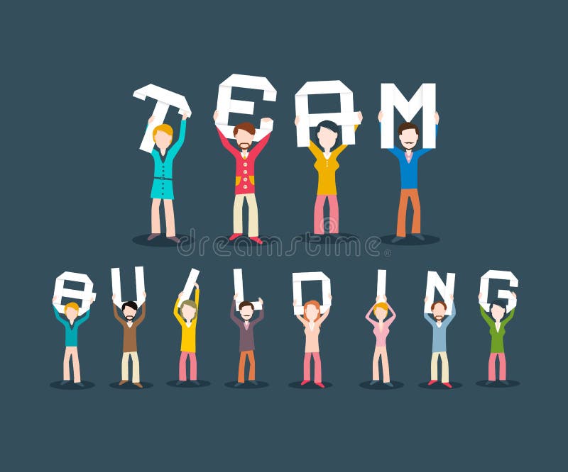Team Building Concept with People Holding Letters Stock Vector ...