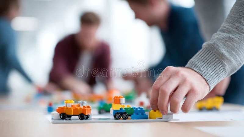 Team Building and Creative Collaboration. People Constructing Ideas and Solutions with Colorful ...