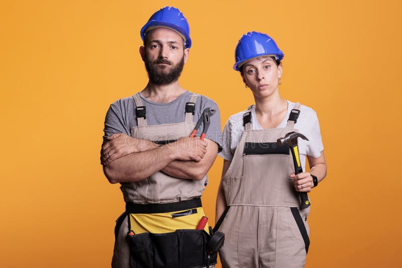 Team of Building Engineers Holding Renovating Tools Stock Photo - Image ...