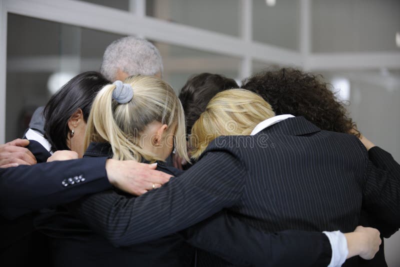 Team Building Event: Group Hug in Office Stock Image - Image of group ...