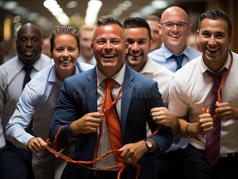 Team Building Exercises in Modern Corporate Setting Stock Illustration ...