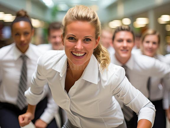 Team Building Exercises in Modern Corporate Setting Stock Illustration ...